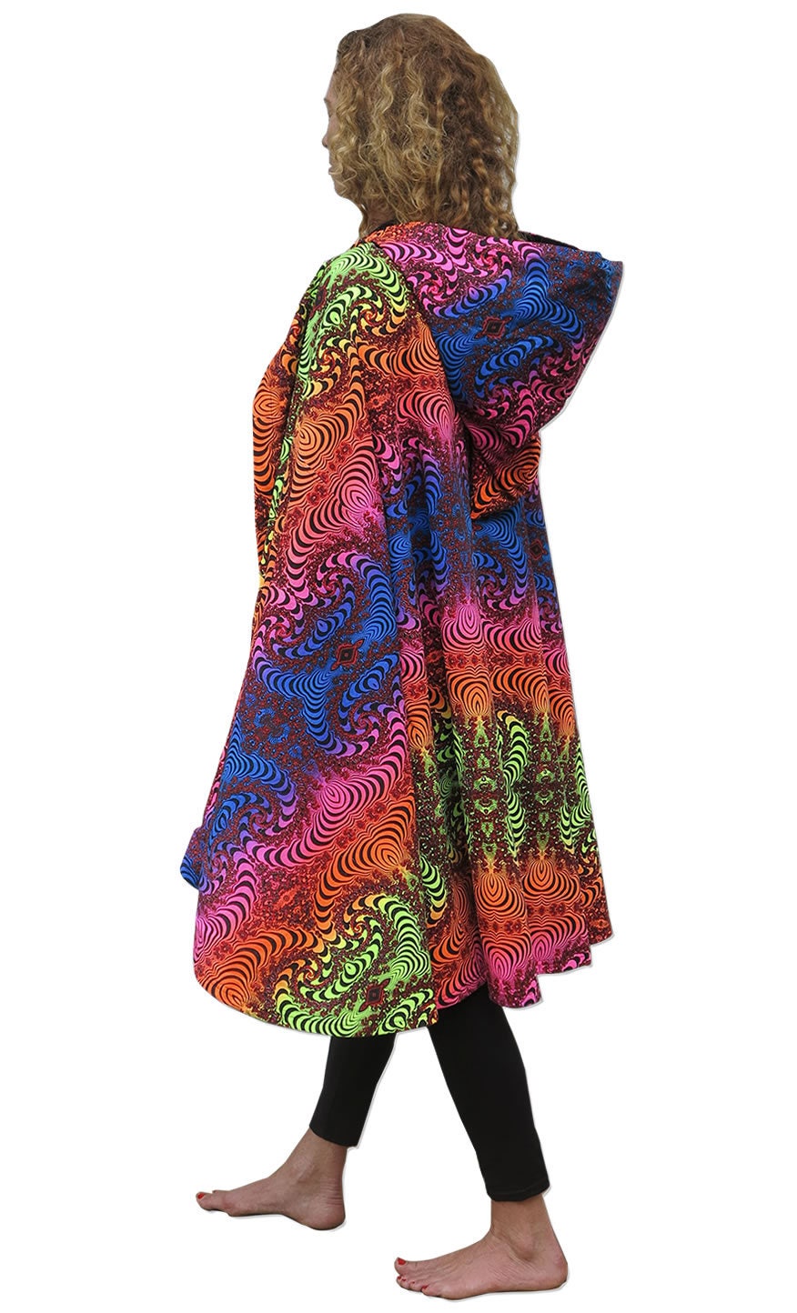 Pixie hood cape: Rainbow Fractal. UV active cloak with hood. | Etsy