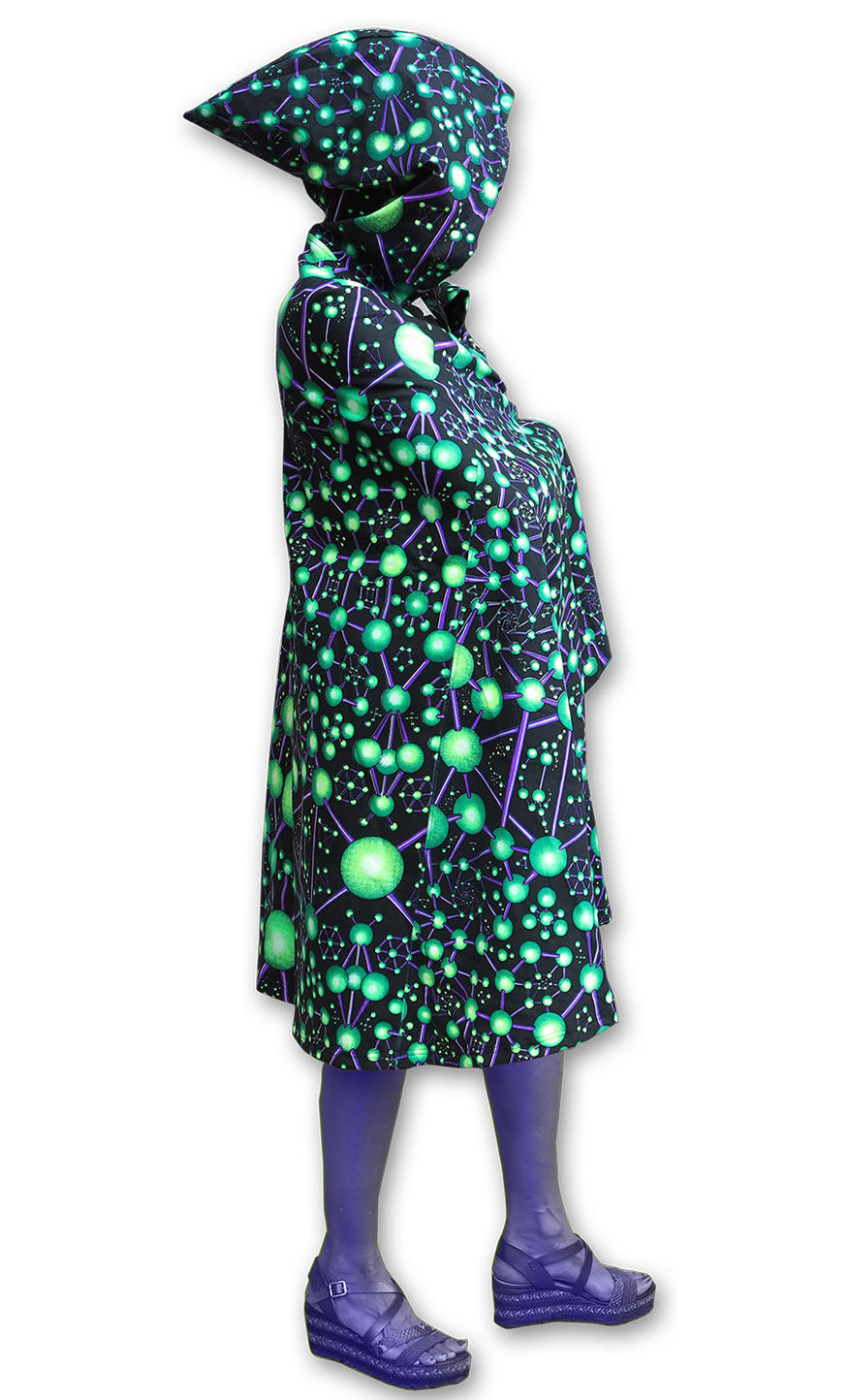 Hooded Cape: "atomic Alien". Psychedelic Poncho. UV Reactive Cloak With ...