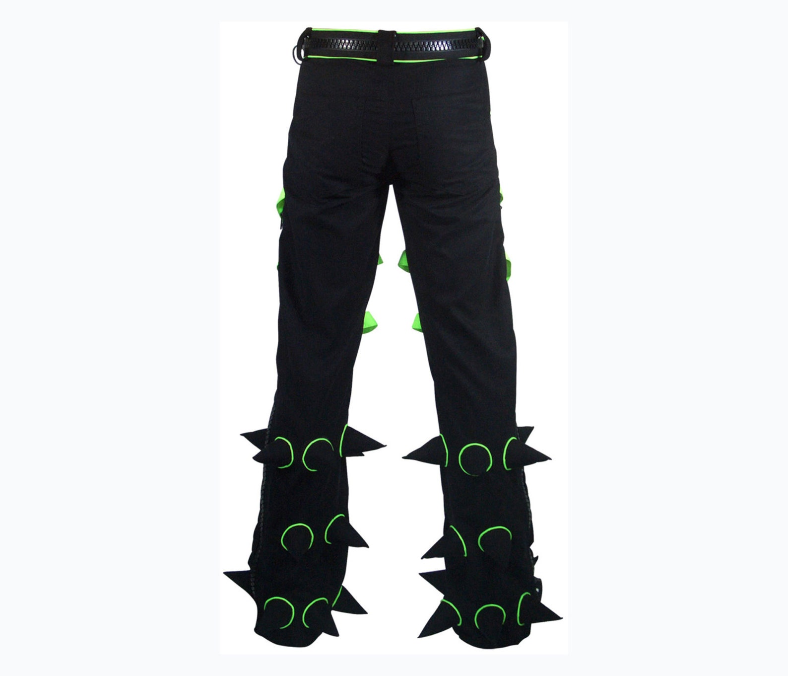 Spikey Pants : Black Trousers With Soft Spikes, UV Lime Piping and ...
