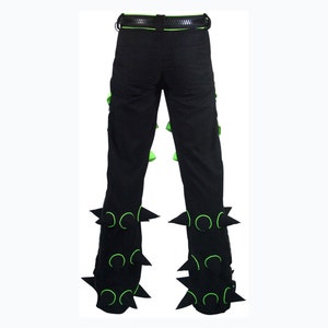 Spikey Pants : Black Trousers With Soft Spikes, UV Lime Piping and ...