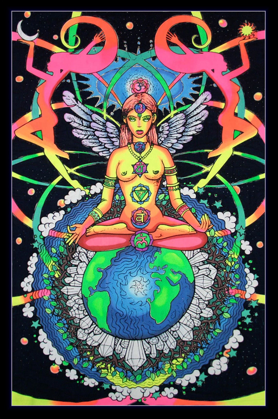 Trippy Wall Art 'chakra Goddess' Psychedelic Tapestry, Trippy Wall ...