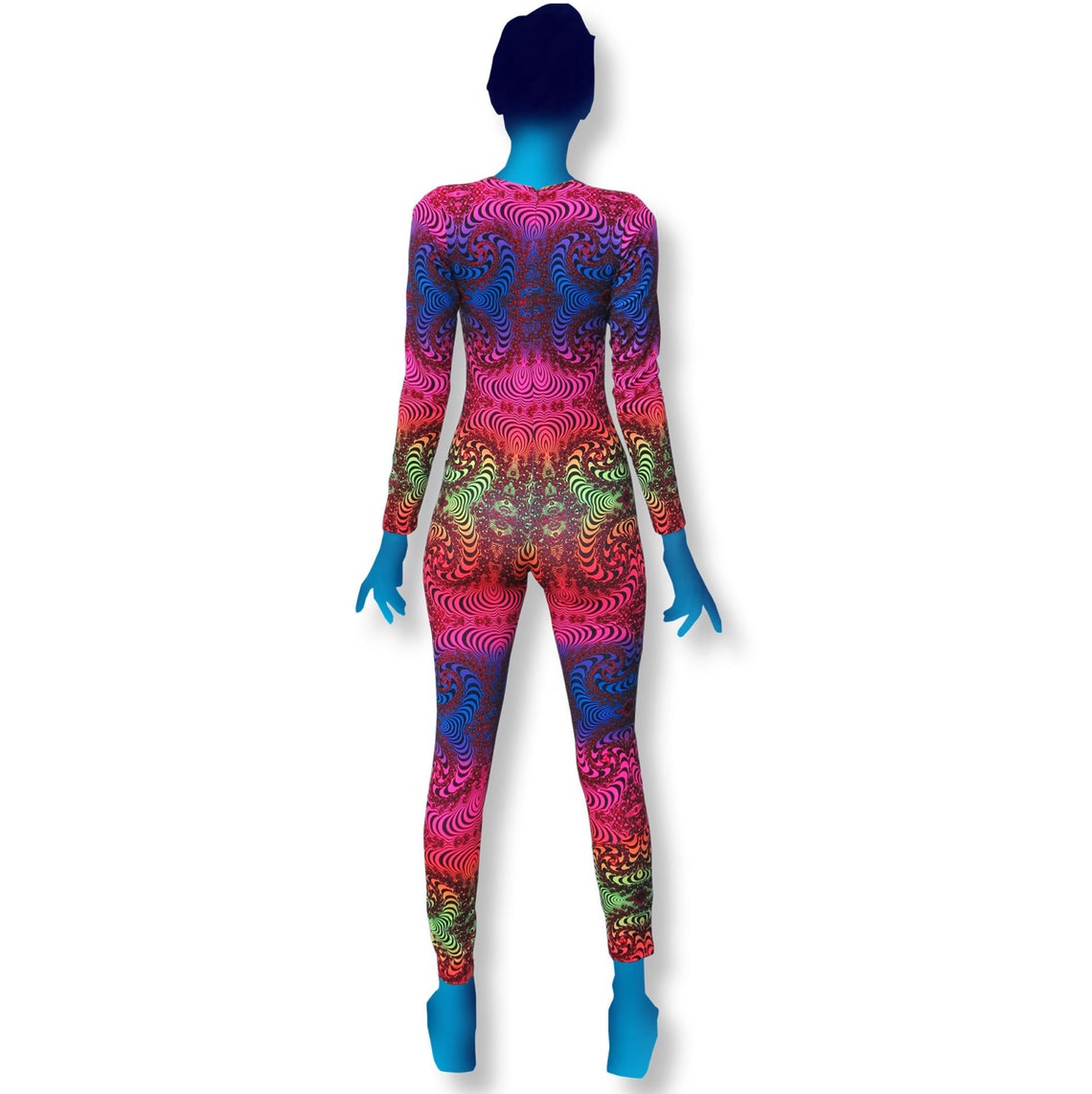 Printed Catsuit 'rainbow Fractal'. Psychedelic Long - Etsy