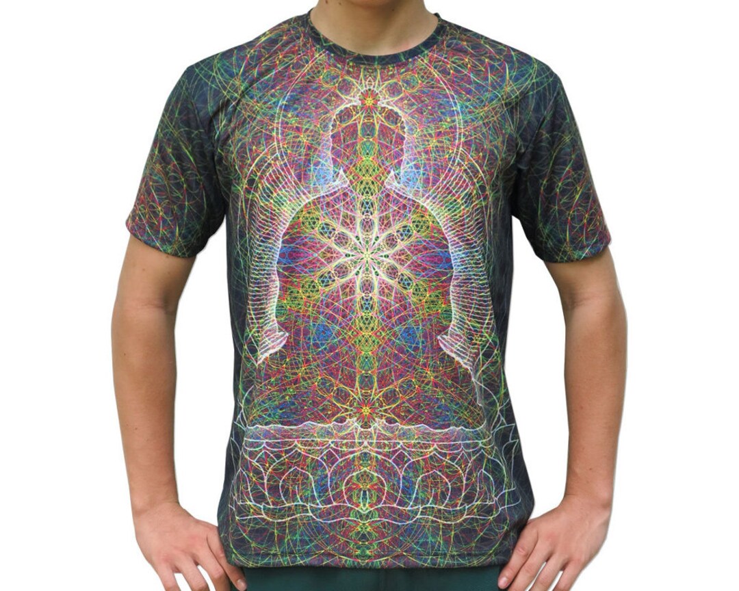 Psychedelic T-shirt 'rainbow Buddha''. Blacklight Active, Trippy Goa ...