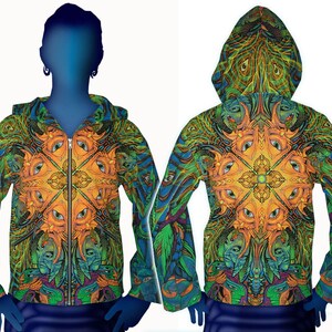 Psychedelic Zip Hoodie, 'polymorph', Trippy, Visionary Art Cotton ...