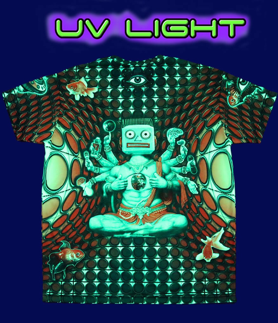 Psychedelic T Shirt 'fake Guru'. UV Active Trippy T - Etsy