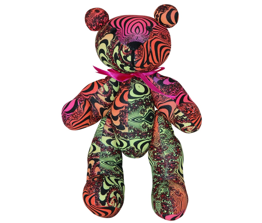 Techno Ted, Rainbow Fractal Teddy Bear. Psychedelic Grateful Dead Bear ...