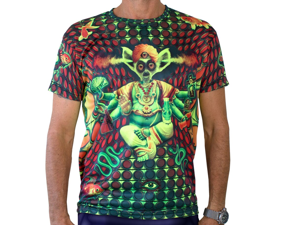 Psychedelic T Shirt 'fake Guru'. UV Active Trippy T - Etsy