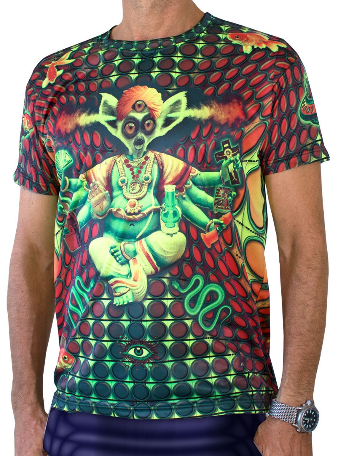 Psychedelic T Shirt 'fake Guru'. UV Active Trippy T - Etsy