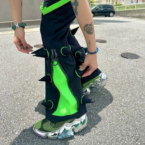 Spikey Pants : Black Trousers With Soft Spikes, UV Lime Piping and ...
