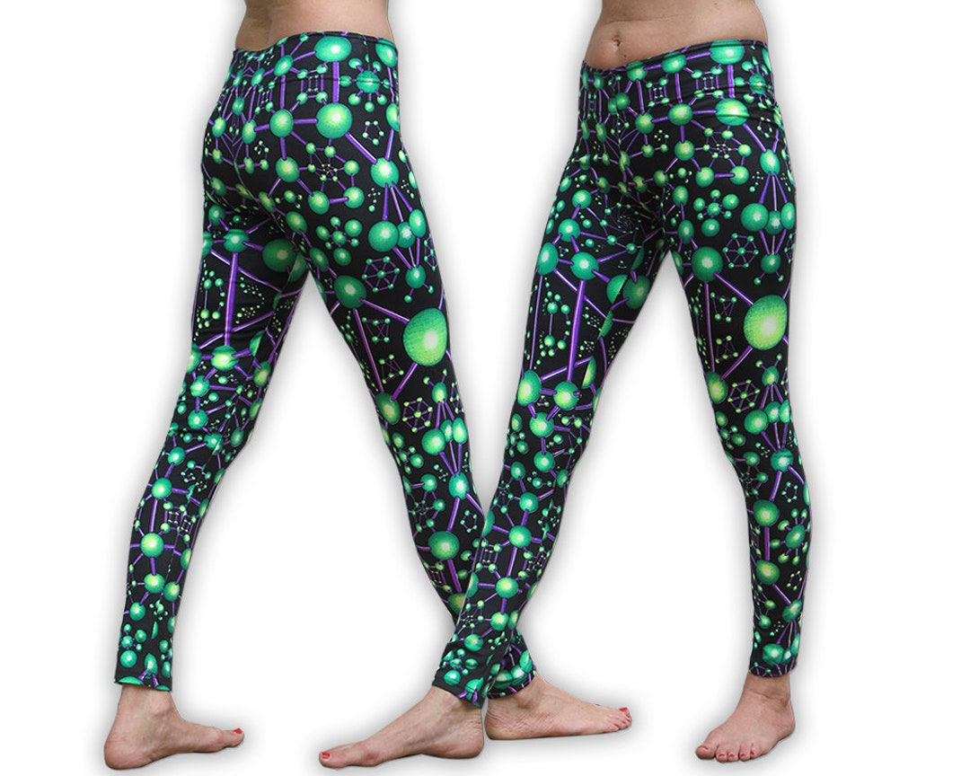 Trippy Tights, Atomic Alien. Wide Waistband Leggings, Hand-printed ...