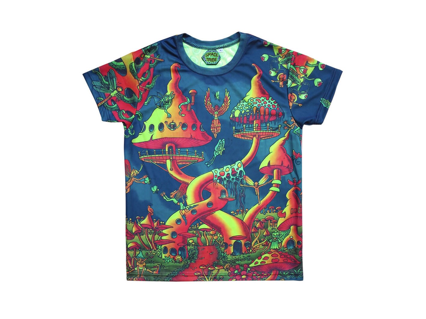 Psychedelic T shirt 'Pixie Party'. UV active Trippy T | Etsy