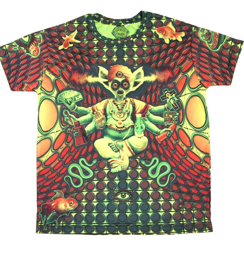 Psychedelic T shirt 'Fake Guru'. UV active Trippy T | Etsy