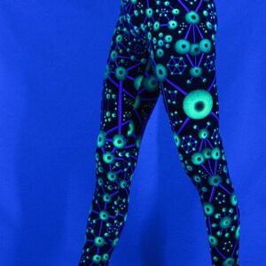 Trippy Tights, Atomic Alien. Wide Waistband Leggings, Hand-printed ...