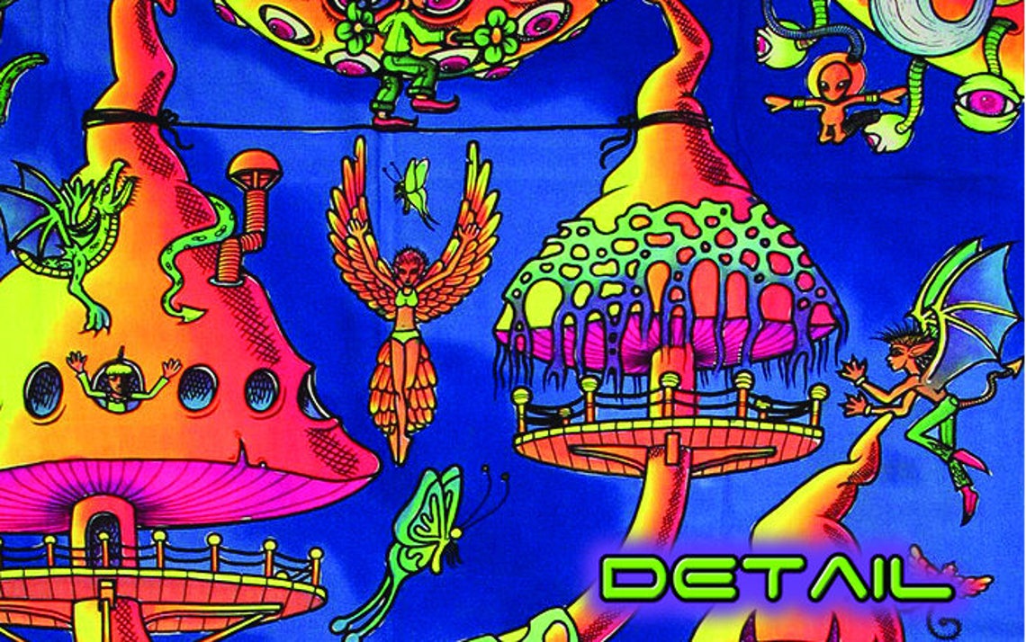 Arte de pared Trippy 'Pixie Party'. Tapiz psicodélico | Etsy