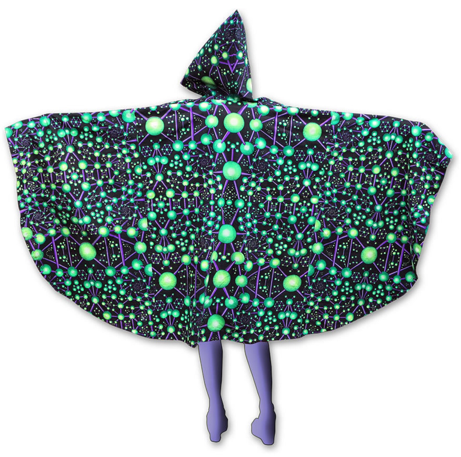 Hooded Cape: "atomic Alien". Psychedelic Poncho. UV Reactive Cloak With ...