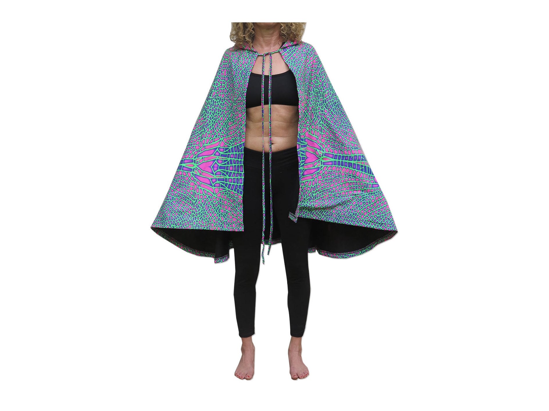 Pixie Hood Cape 'acid Dragonfly'. UV Active Cloak With | Etsy