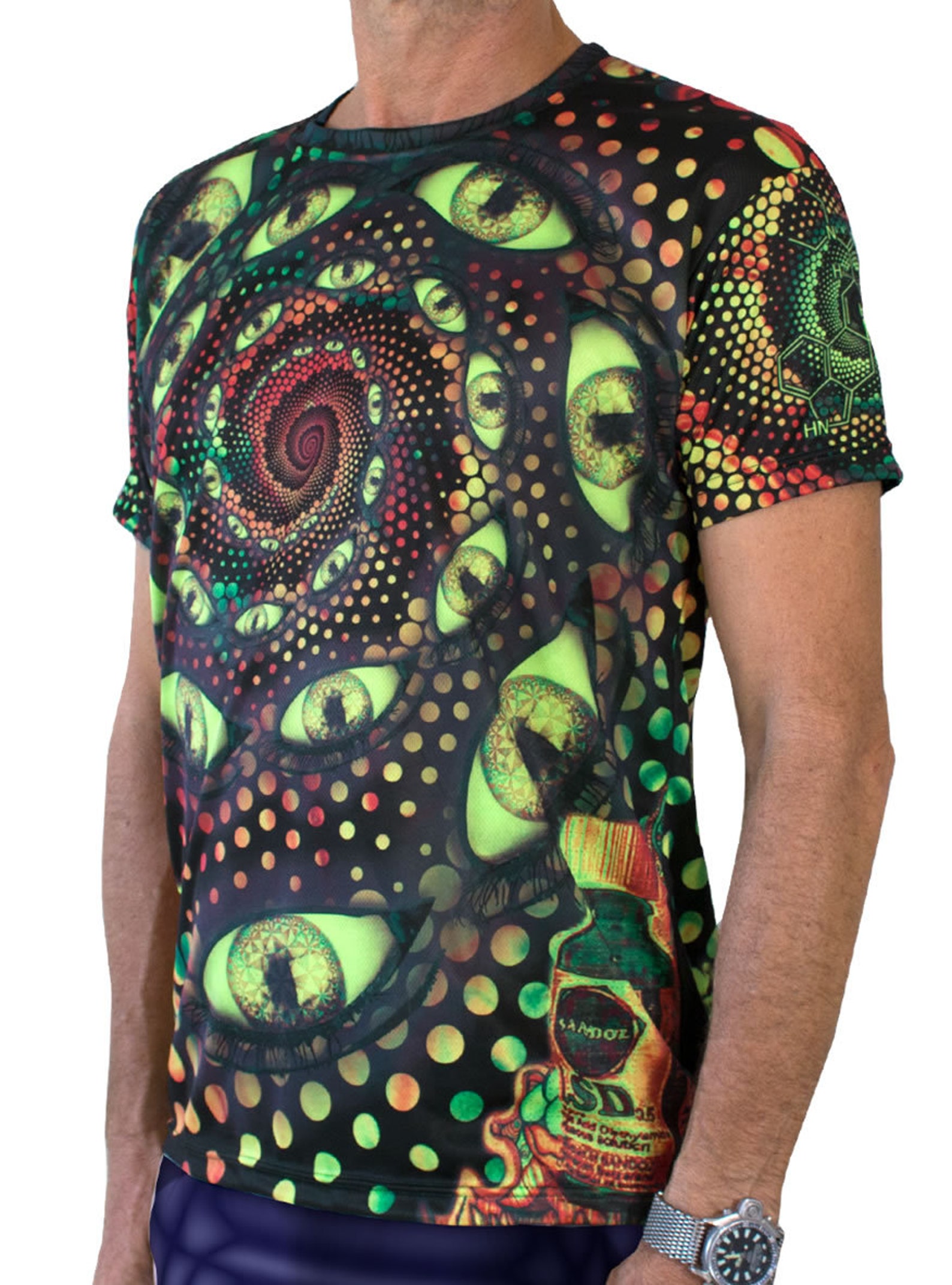 Psychedelic T Shirt 'LSD Party'. UV Active Trippy T - Etsy
