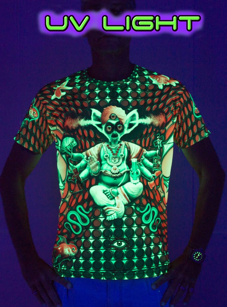 Psychedelic T shirt 'Fake Guru'. UV active Trippy T | Etsy