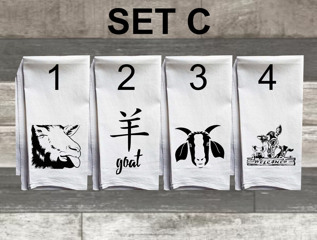 GOATS SET C Flour Sack Towel, Tea Towel, Dish Towel, Farm Kitchen Towel ...