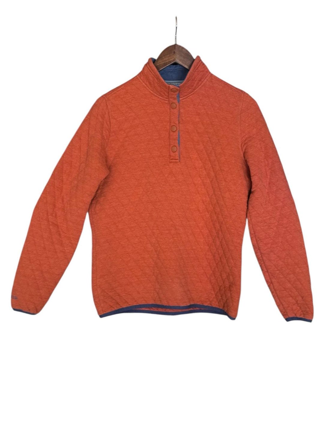 Orvis Quilted Snap Pullover Orange Cotton Blend Long Sleeve Jacket ...