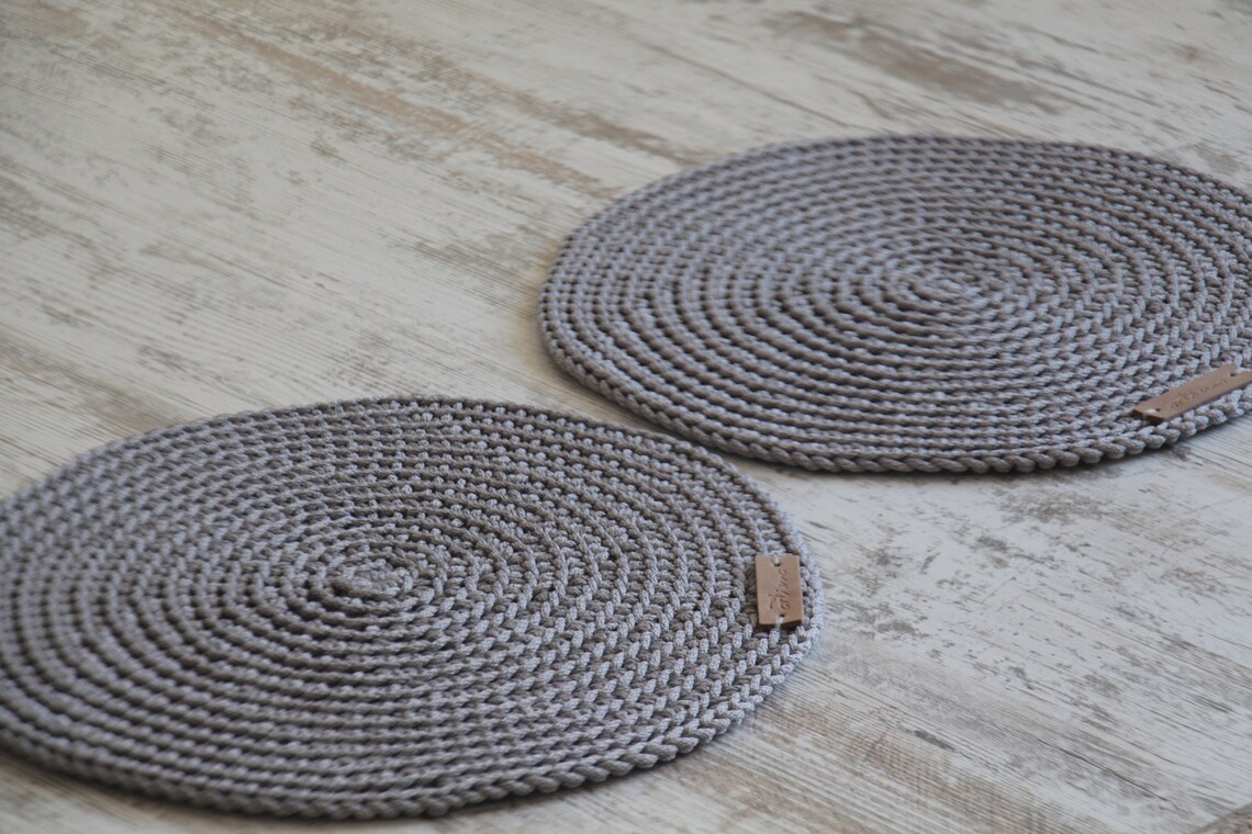 Gray Crochet Table Mats Set of 6 Placemats Set of 8 Table | Etsy