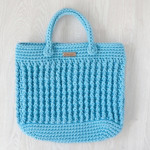 Blue Crochet Bag/crochet Tote Bag/crochet Purse/ Capacious Handmade ...