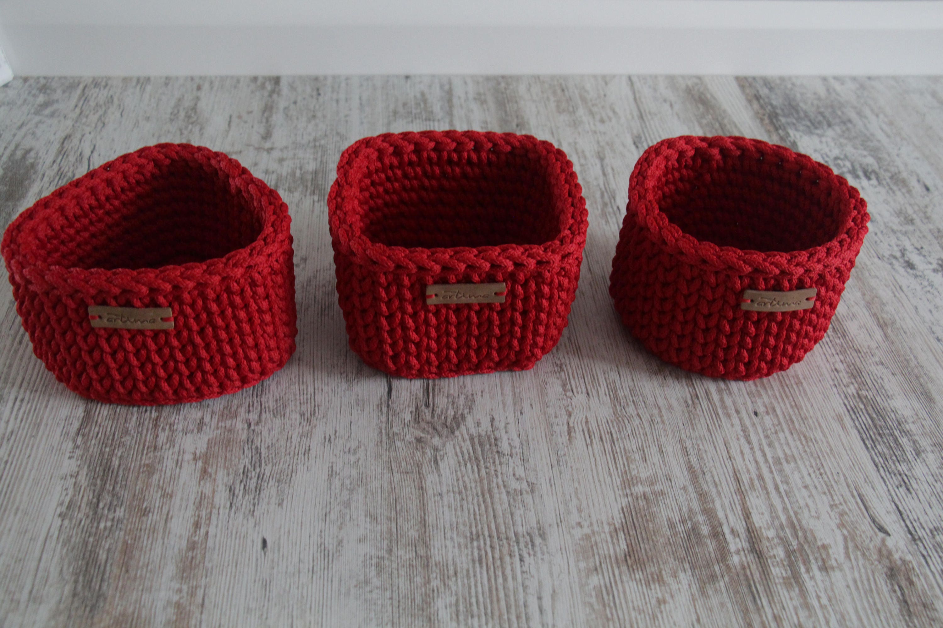 Red Small Triangle Basket/crochet Christmas - Etsy