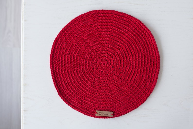 Set of 4 Crochet Placemats Red Round Table Mats Set of 6 - Etsy