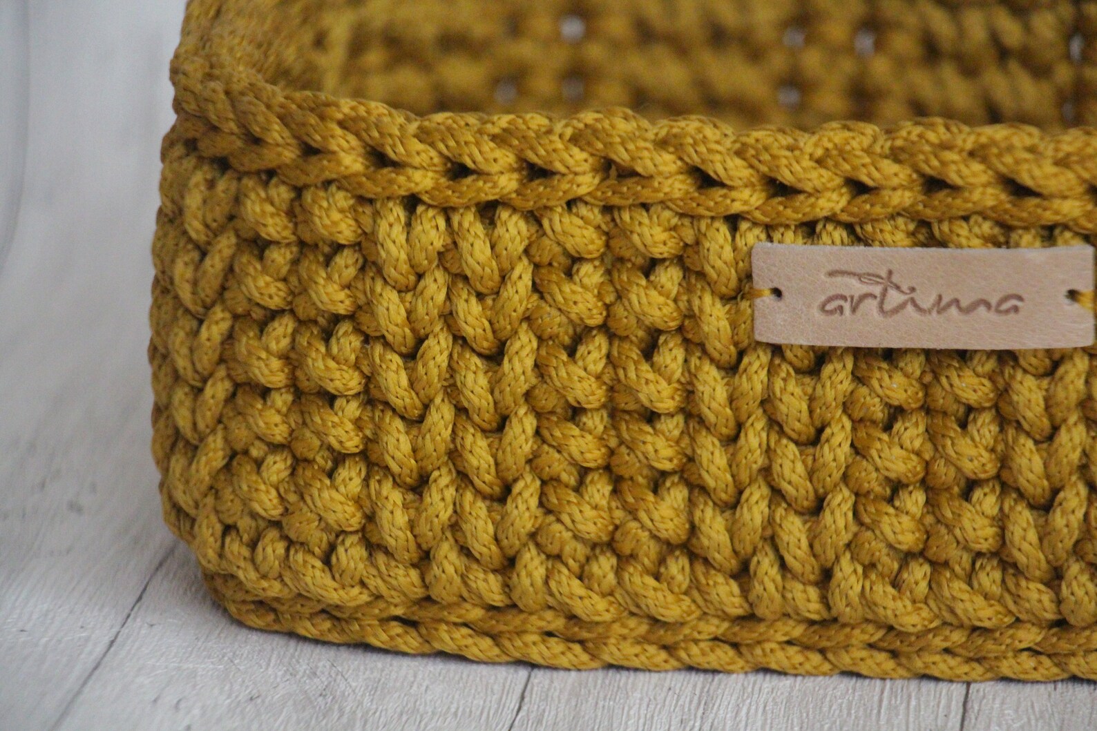 Mustard Crochet Basket Rectangular Storage Small Basket With - Etsy