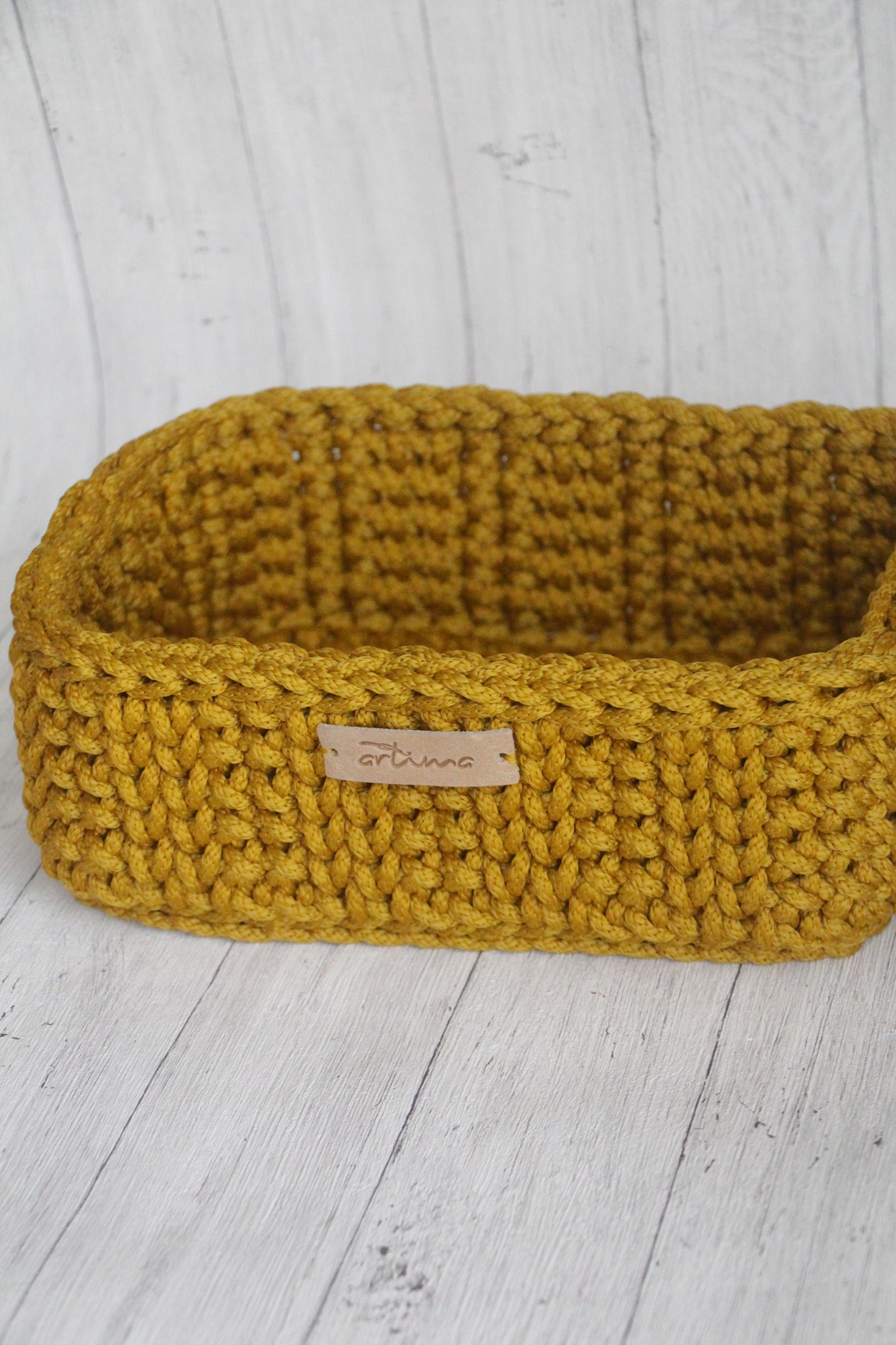 Mustard Crochet Basket Rectangular Storage Small Basket With - Etsy
