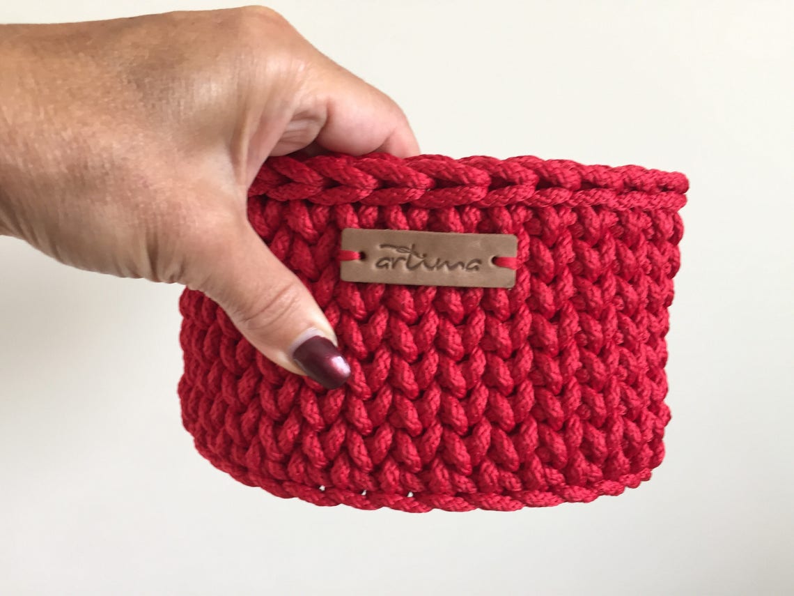 Red Small Triangle Basket/crochet Christmas - Etsy