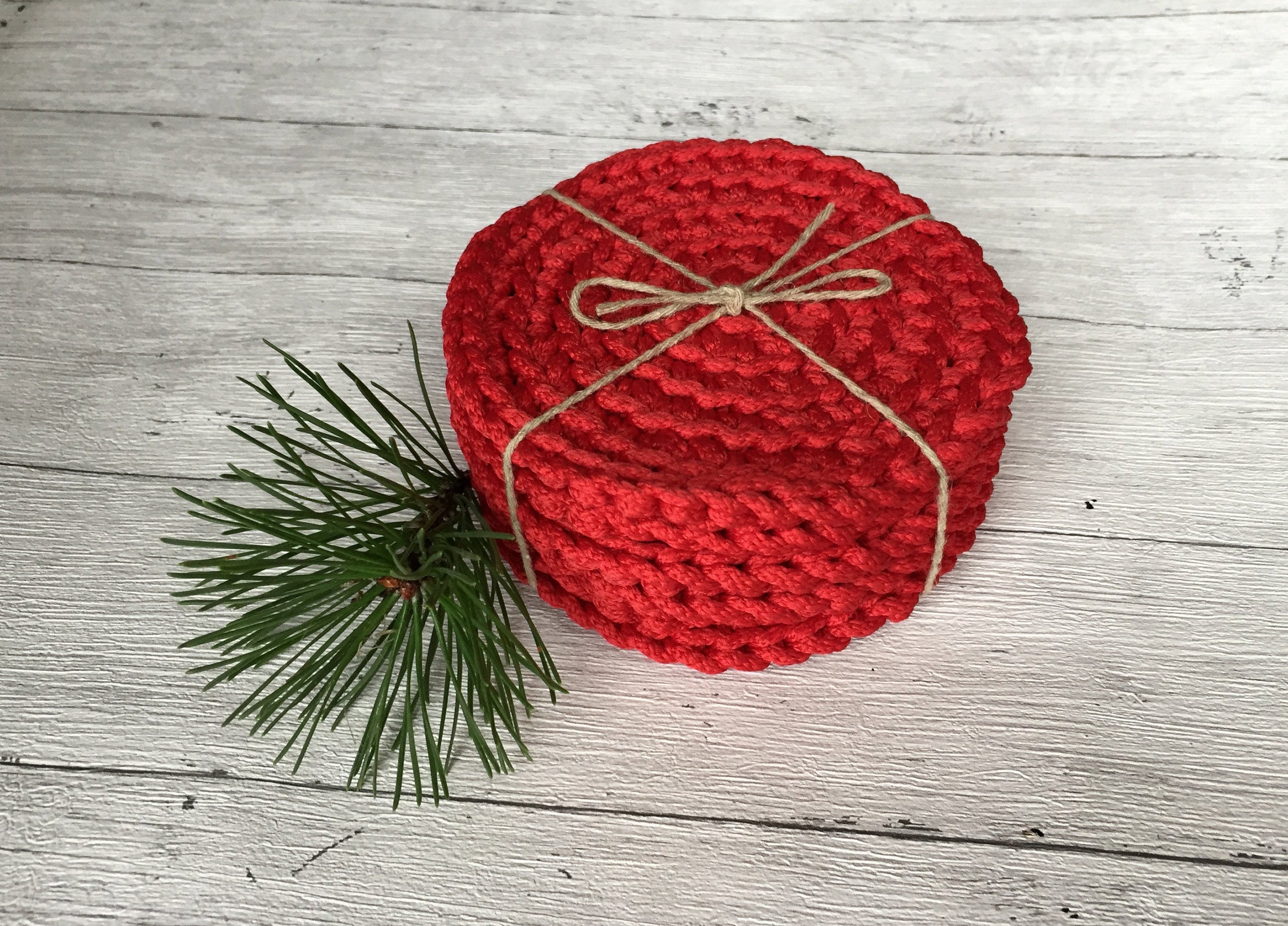 Red cup coasters Christmas coasters Crochet coffee coasters | Etsy