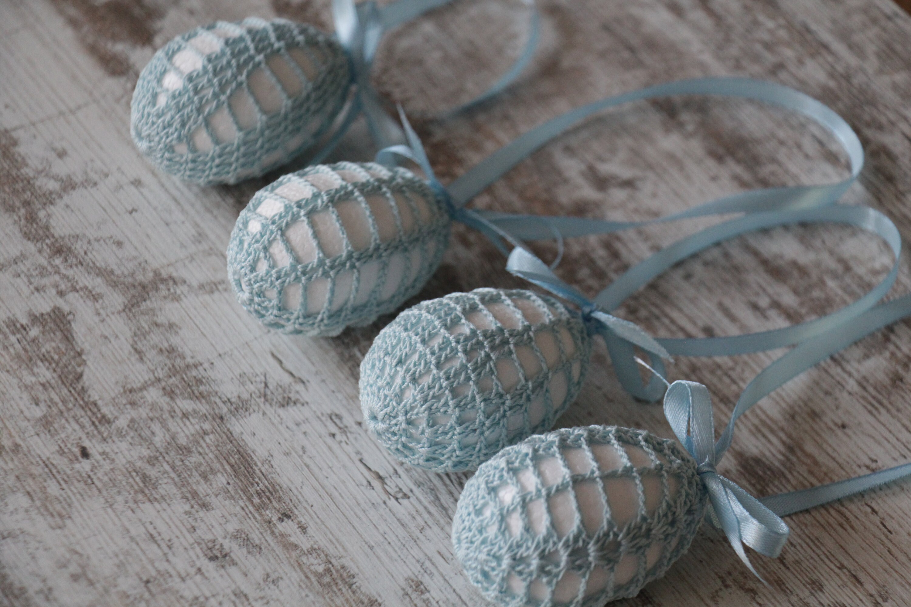 Set of 4 Hanging Easter Eggs Crochet Easter Eggs Light Blue | Etsy