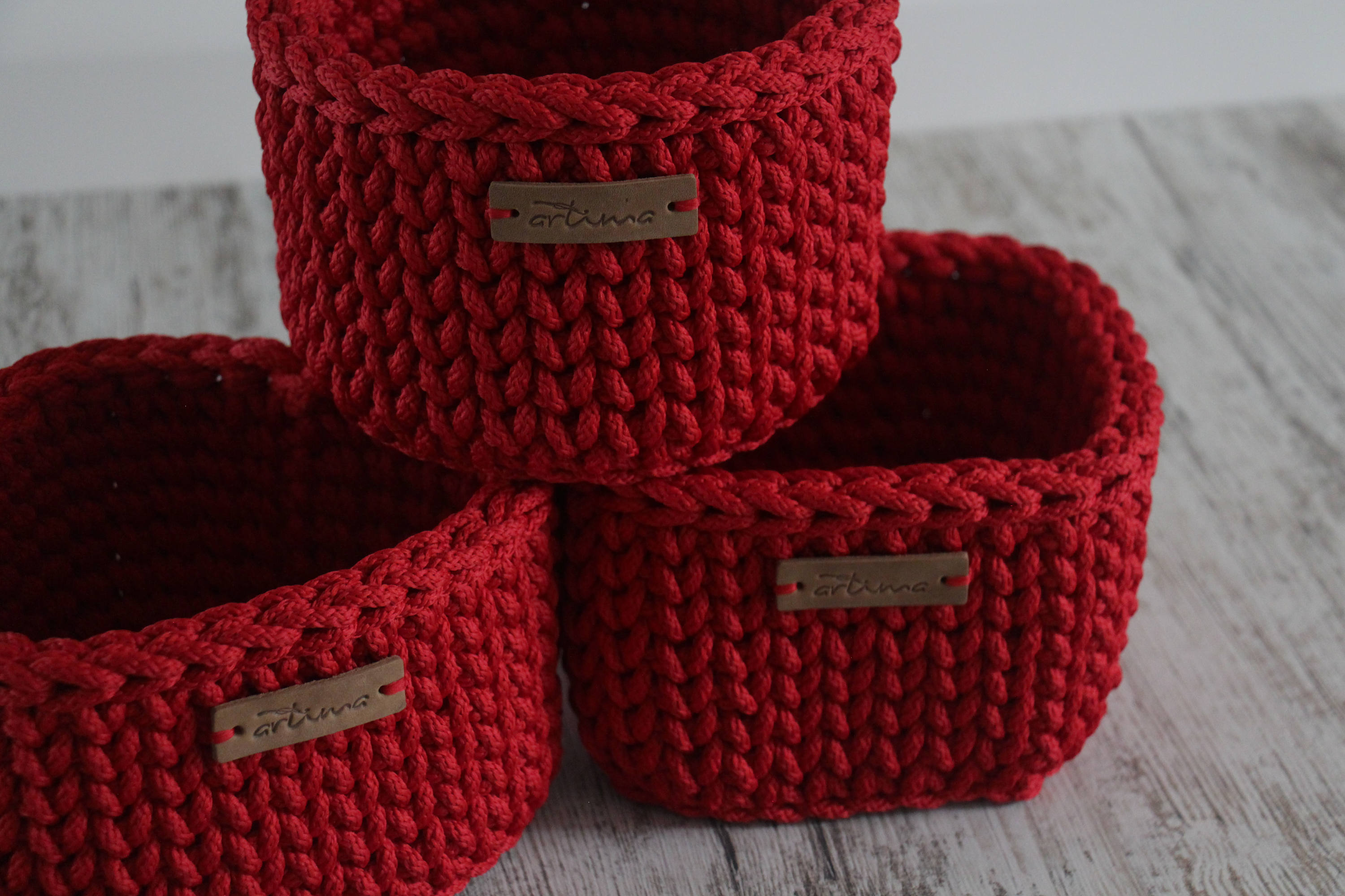 Red Small Triangle Basket/crochet Christmas - Etsy