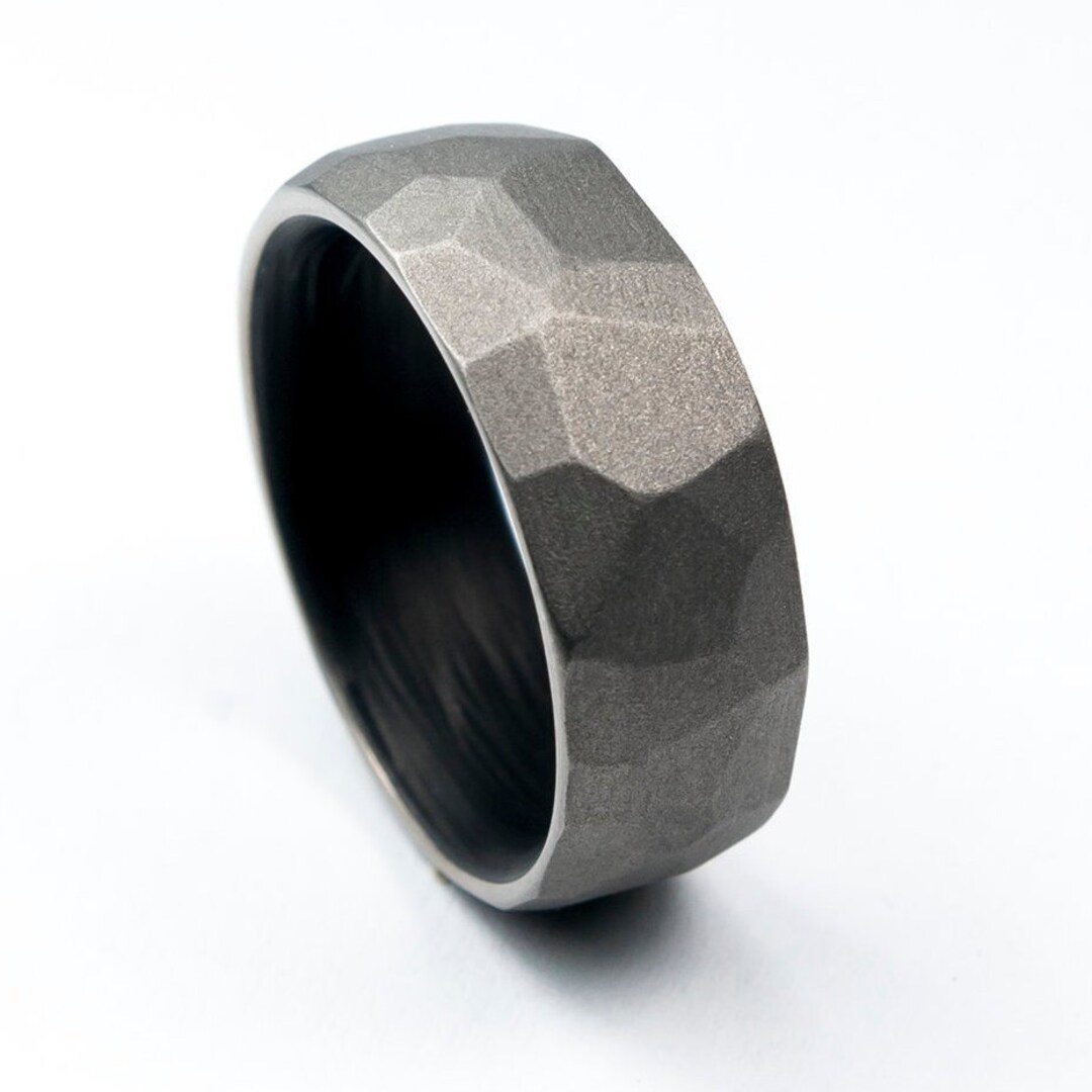 Titanium Crystal Ring Carbon Fiber Ring, Titanium Ring, Wedding Ring ...