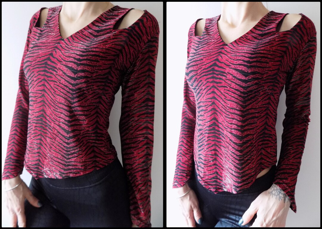 Y2K 00's Red Zebra Animal Print T-shirt - Etsy