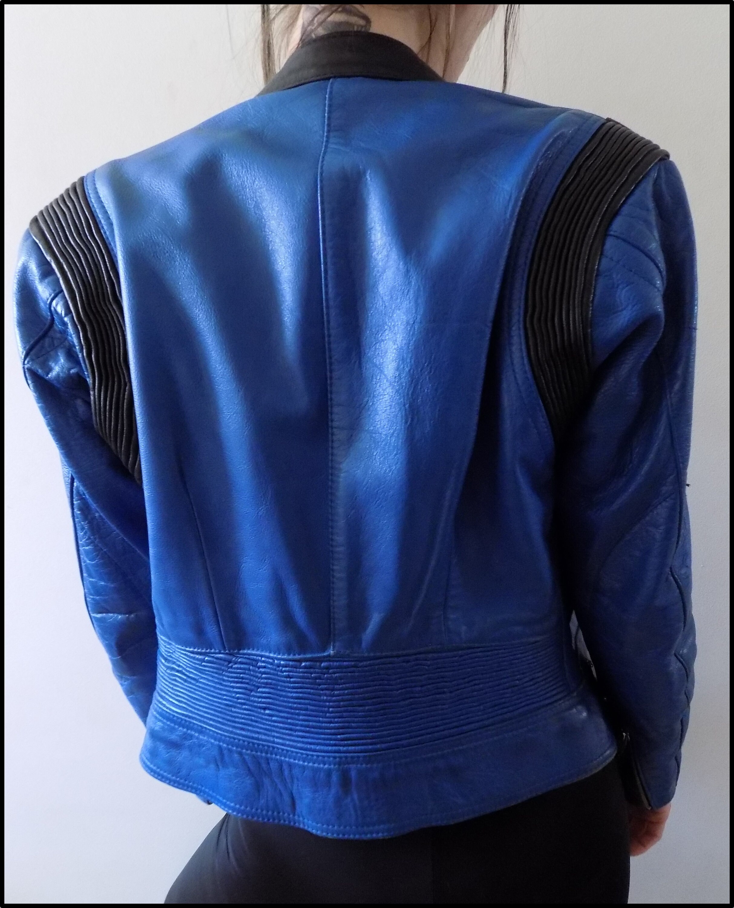 Vintage 80's Blue Leather Motorcycle Jacket | Etsy