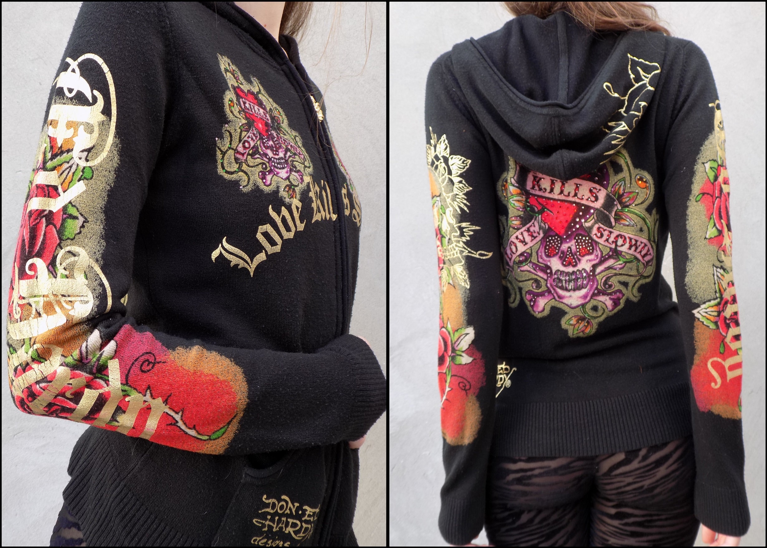 Vintage Y2K Ed Hardy Hoodie Sweater Jacket - Etsy