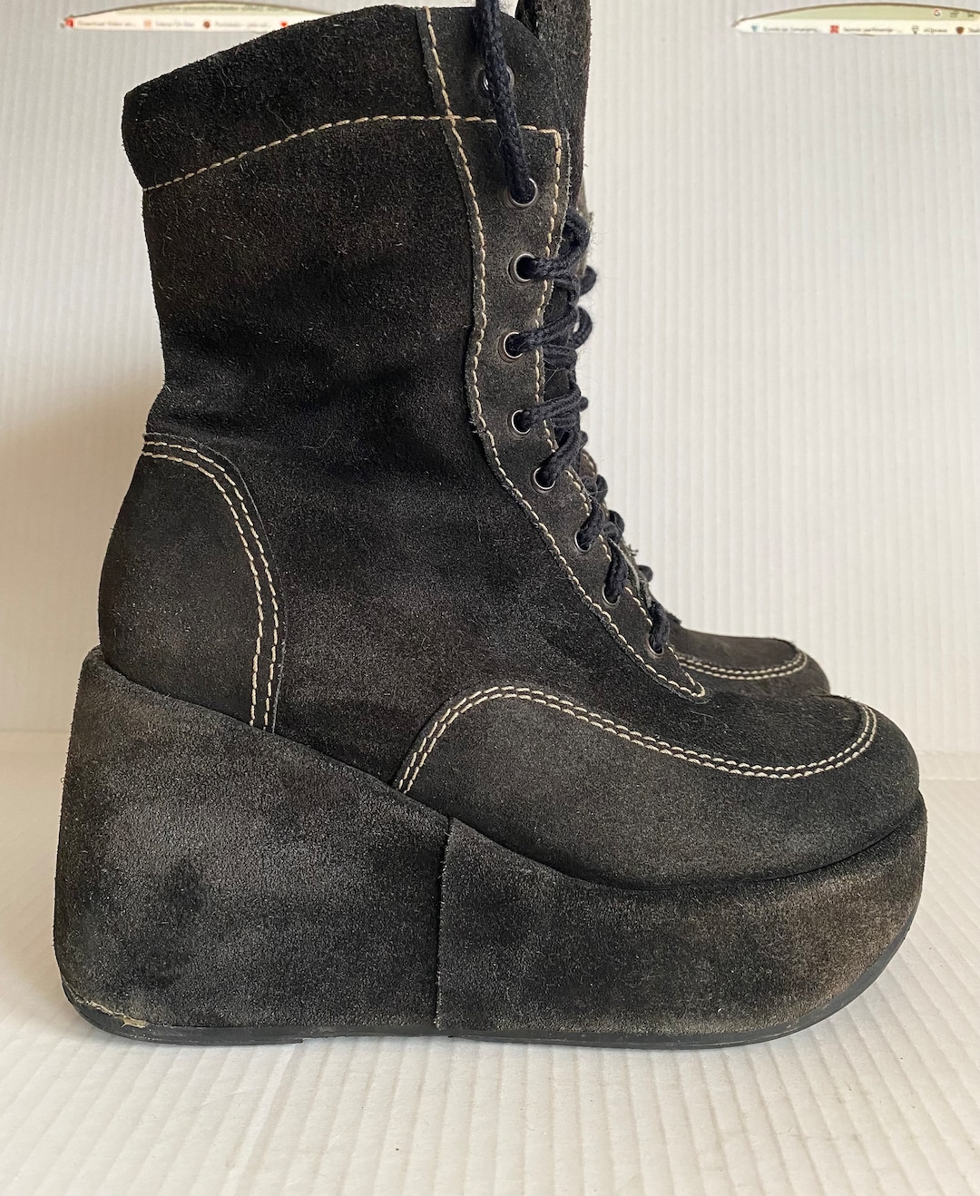 Vintage Y2K Platform Leather Boots - Etsy