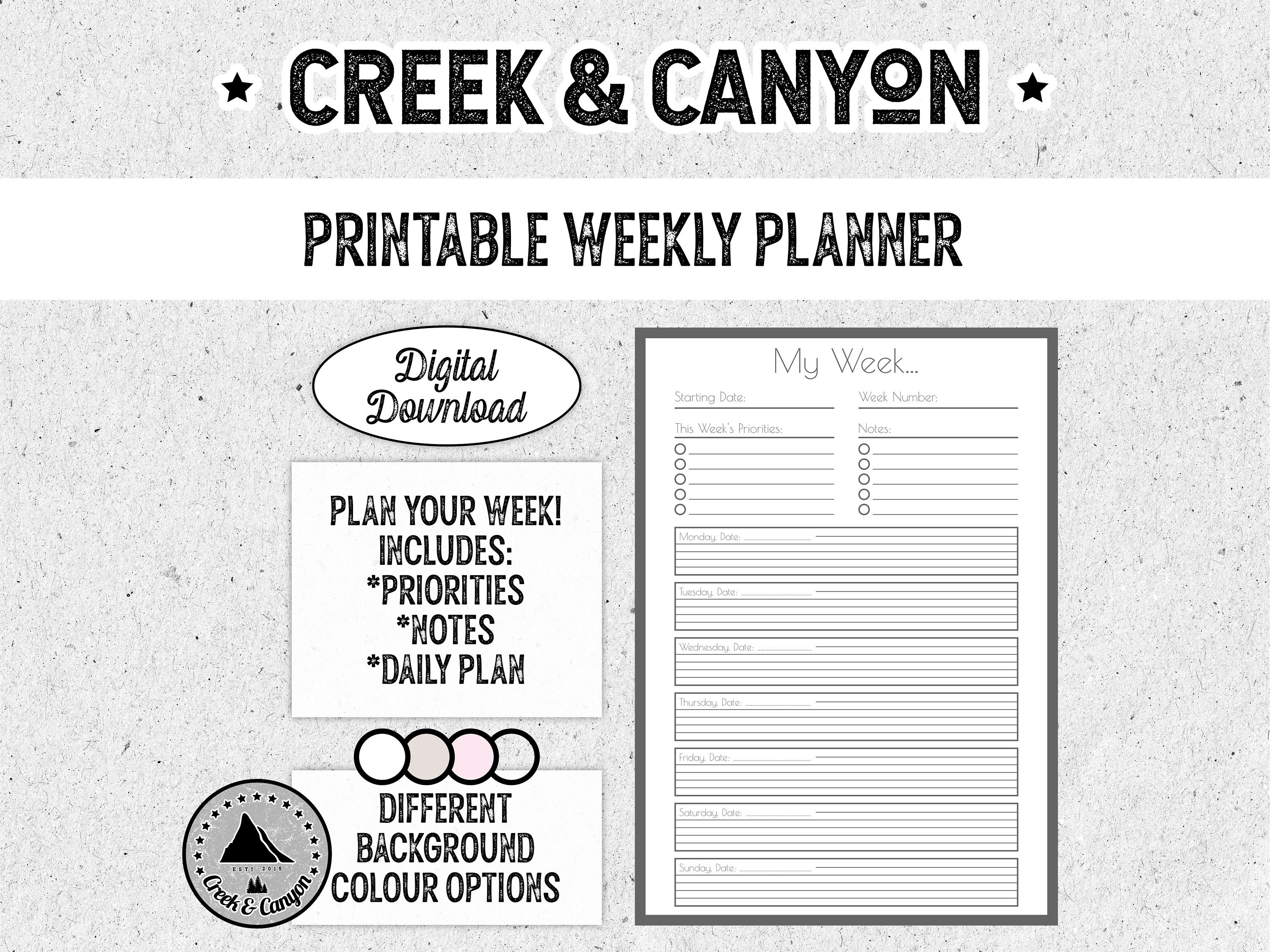 Printable Weekly Planner A4 Size 300 DPI Different - Etsy