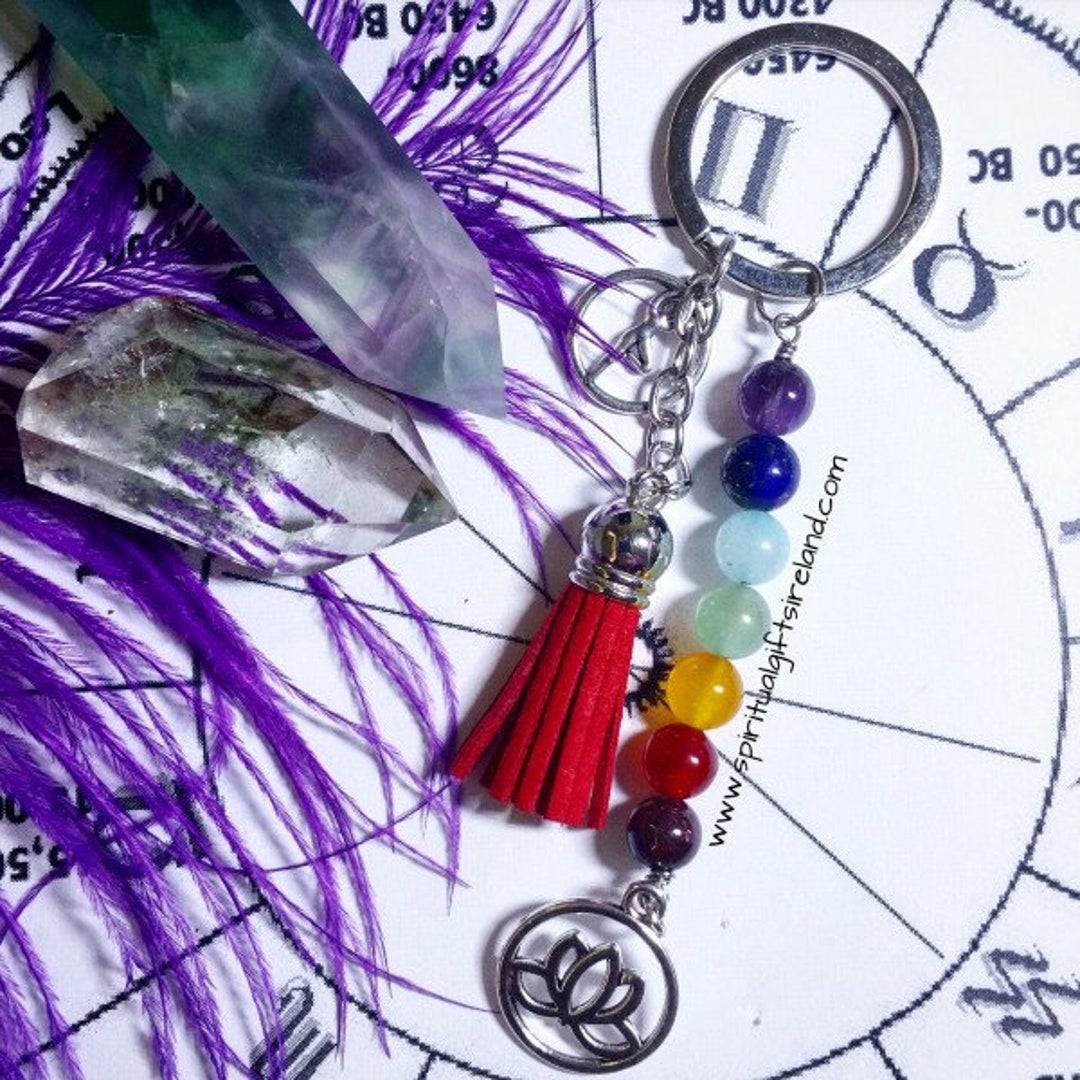 Chakra Healing Stones Lotus Yoga Keyring Keychain Unusual Unique ...
