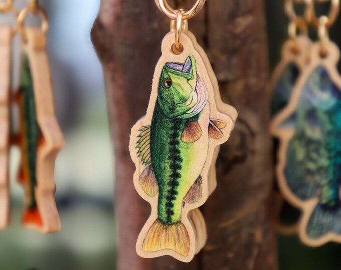 Smallmouth Bass Key Chain Wood Fisherman Gift for Bass Fishing ...