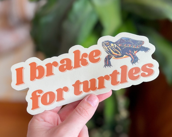 I Brake for Turtles Bumper Sticker Turtle Sticker Painted Turtle Decal ...