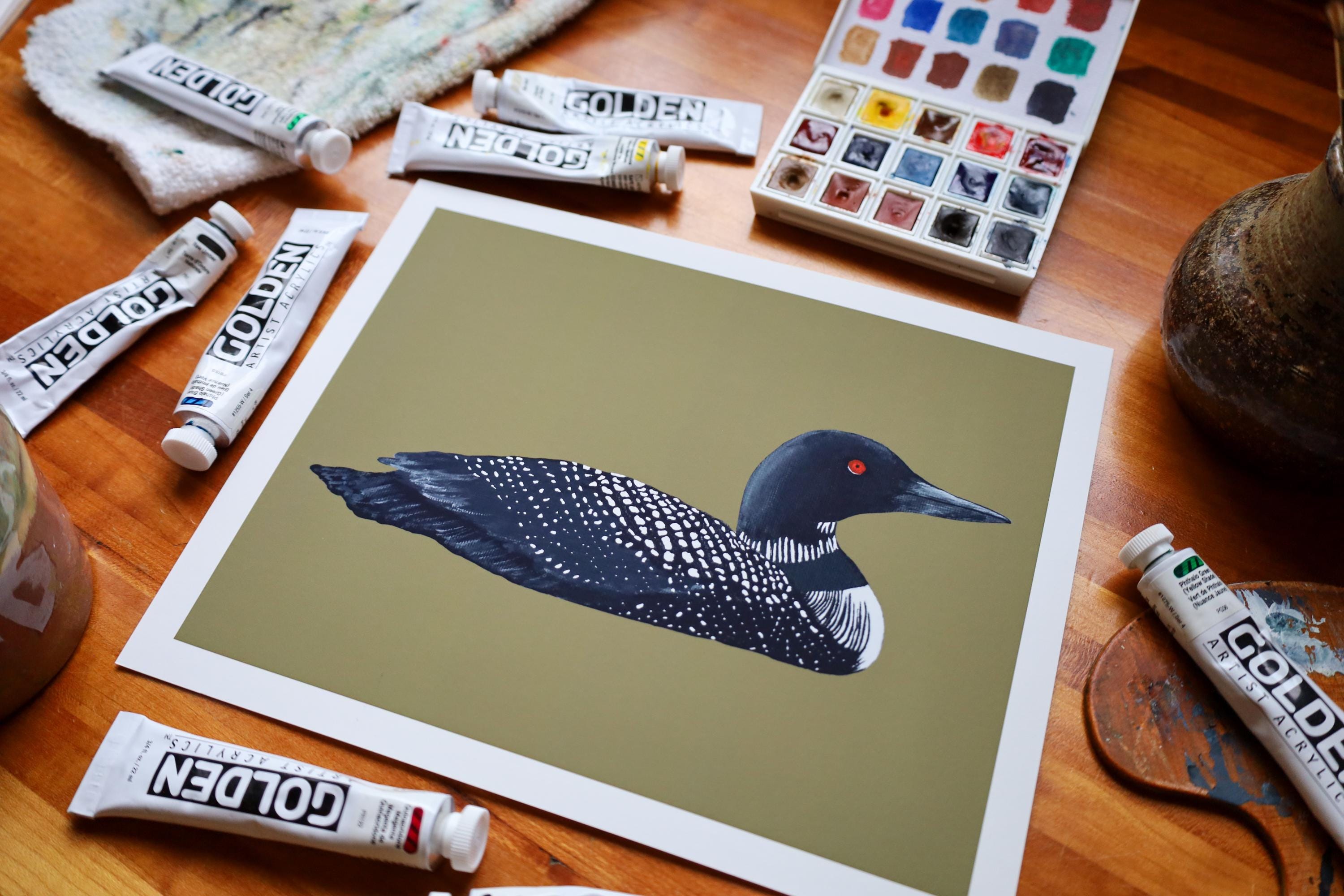 Common Loon Print | Common Loon Painting | Waterfowl Art | Lake Art ...