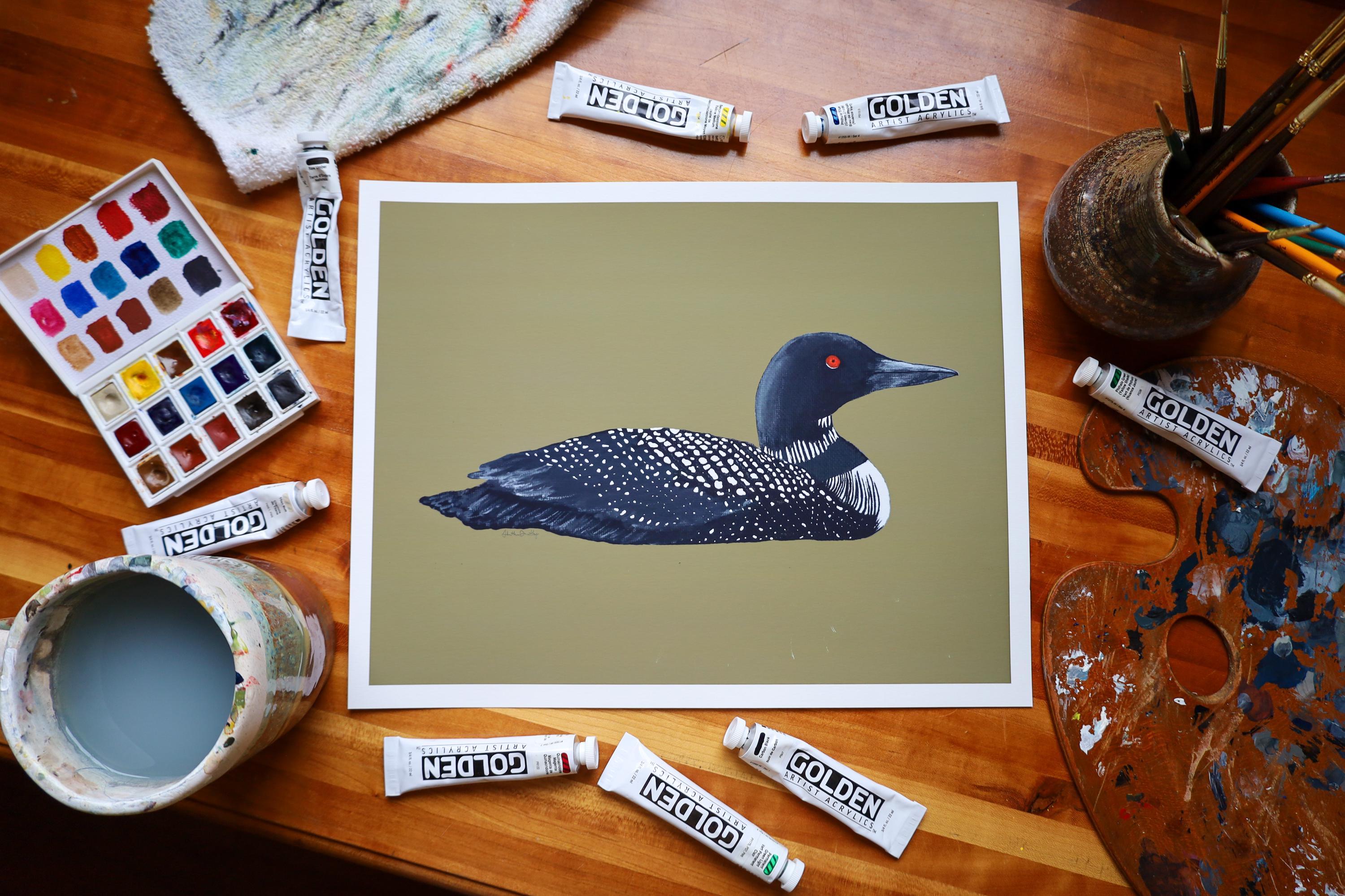 Common Loon Print | Common Loon Painting | Waterfowl Art | Lake Art ...
