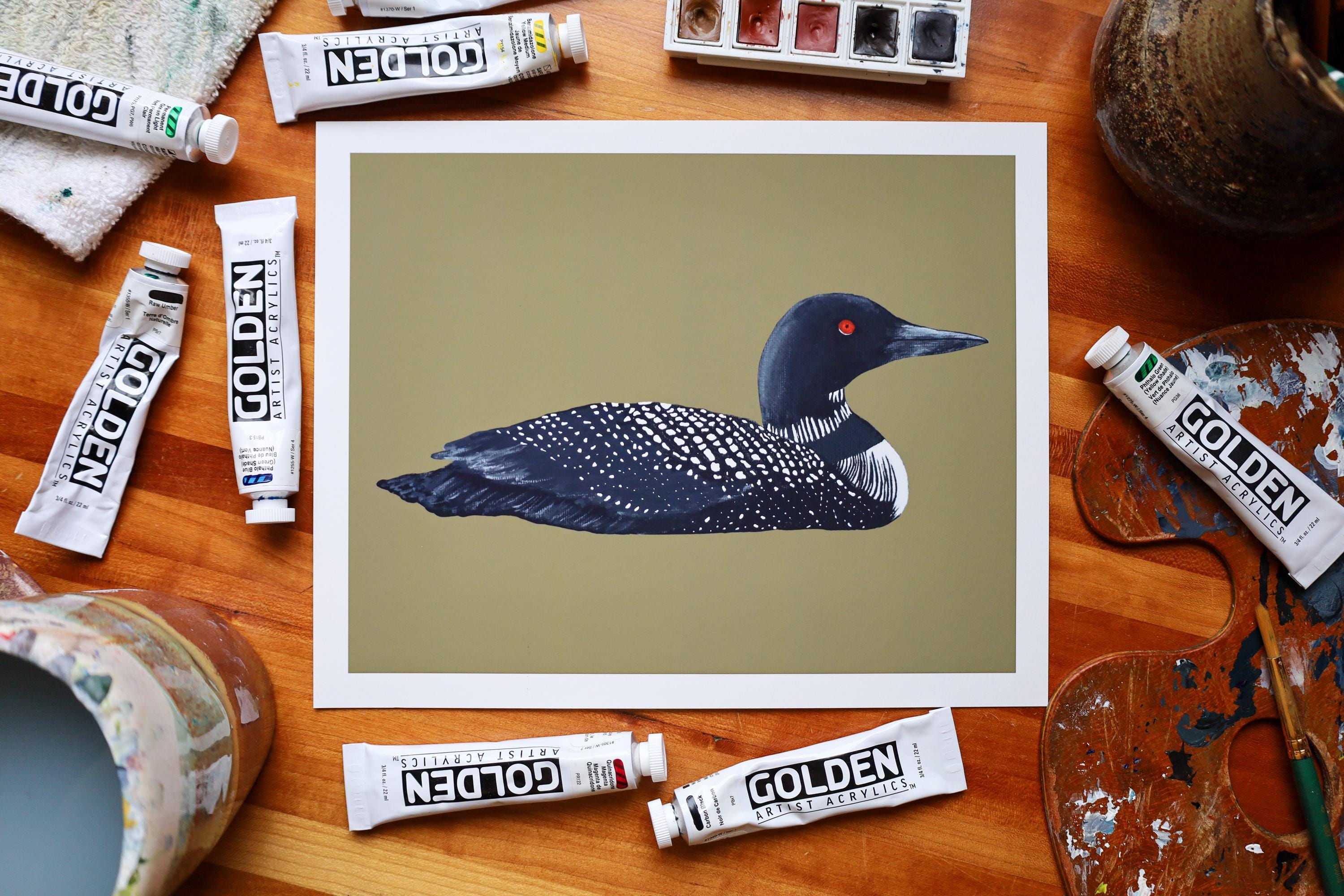 Common Loon Print | Common Loon Painting | Waterfowl Art | Lake Art ...