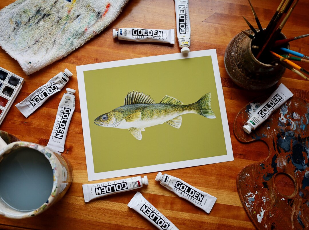 Walleye Print | Walleye Painting | Walleye Artwork | Walleye Art ...
