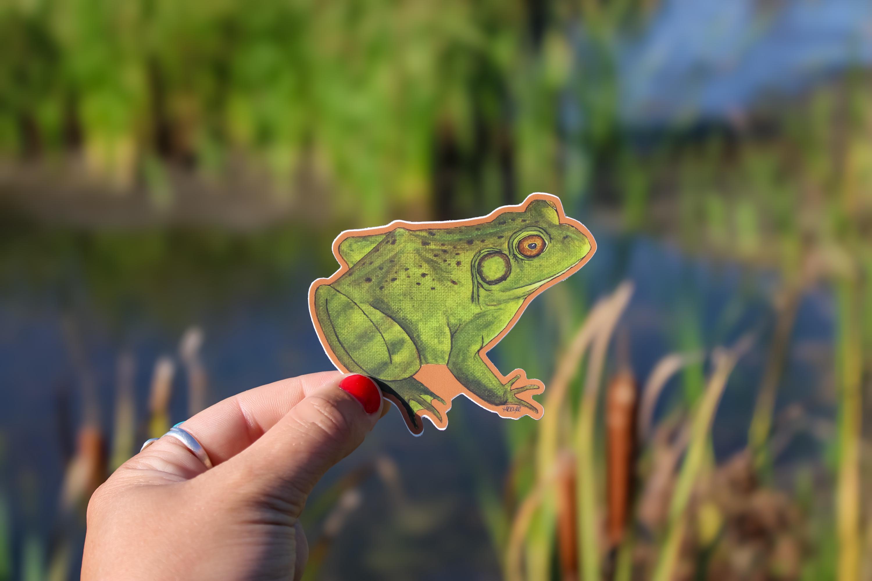 Bullfrog Vinyl Sticker | Waterproof Decal | Frog Sticker | Hand Painted ...