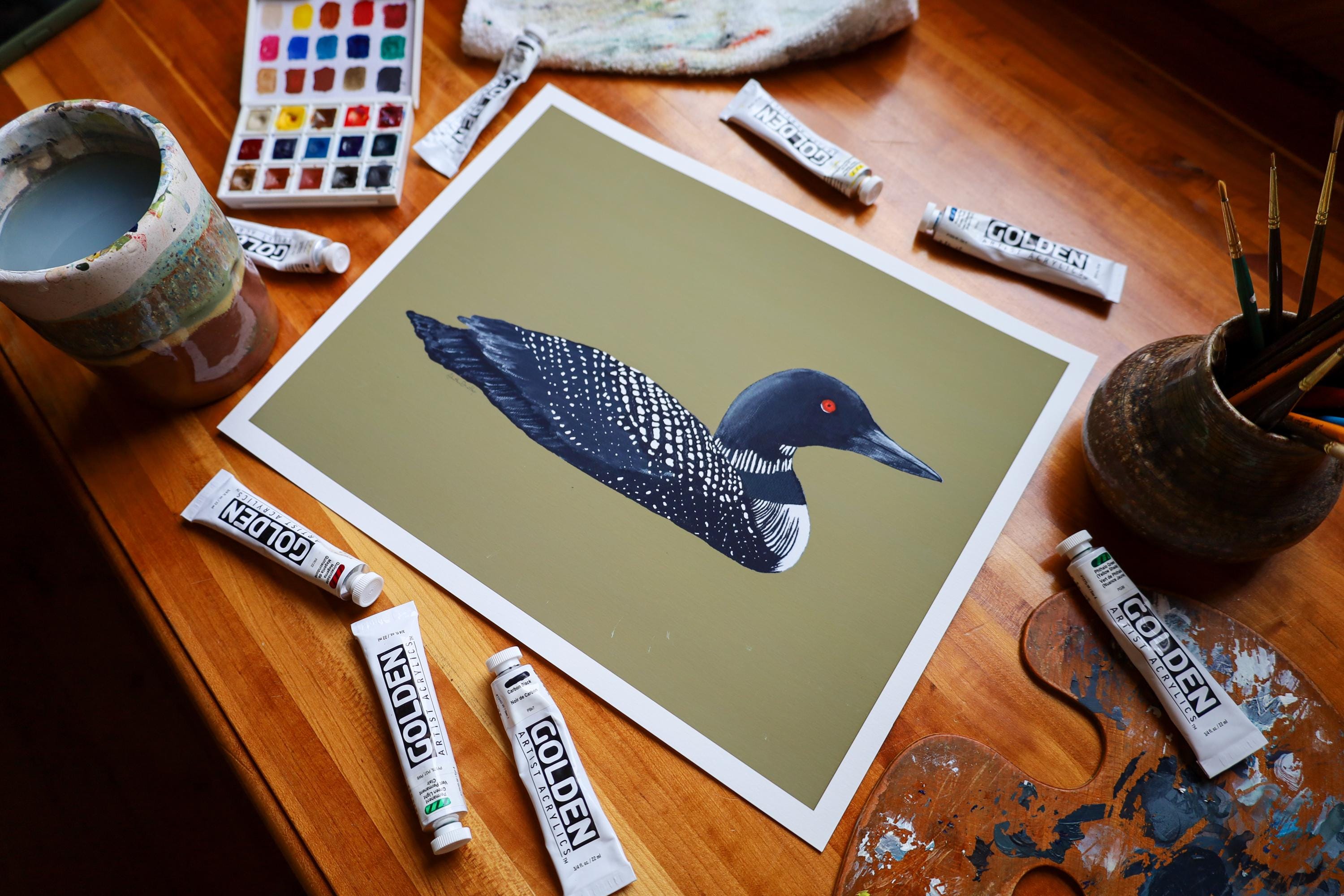 Common Loon Print | Common Loon Painting | Waterfowl Art | Lake Art ...