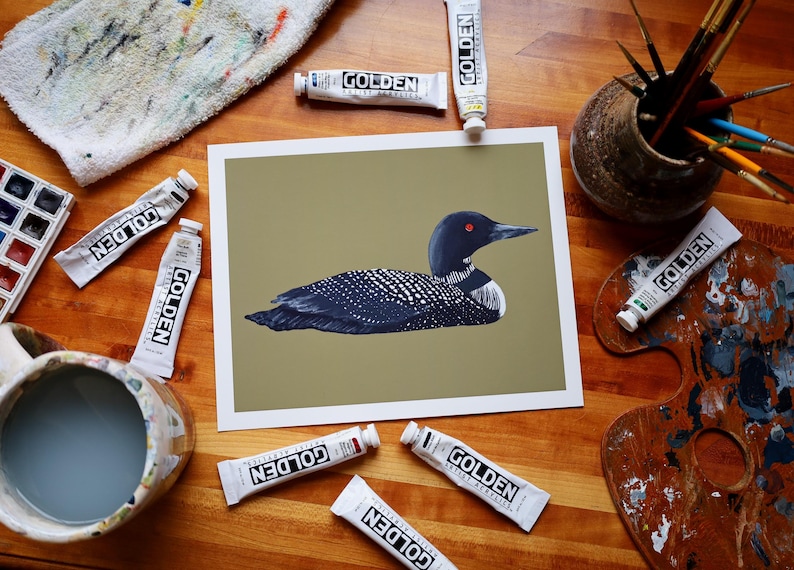 Common Loon Print | Common Loon Painting | Waterfowl Art | Lake Art ...